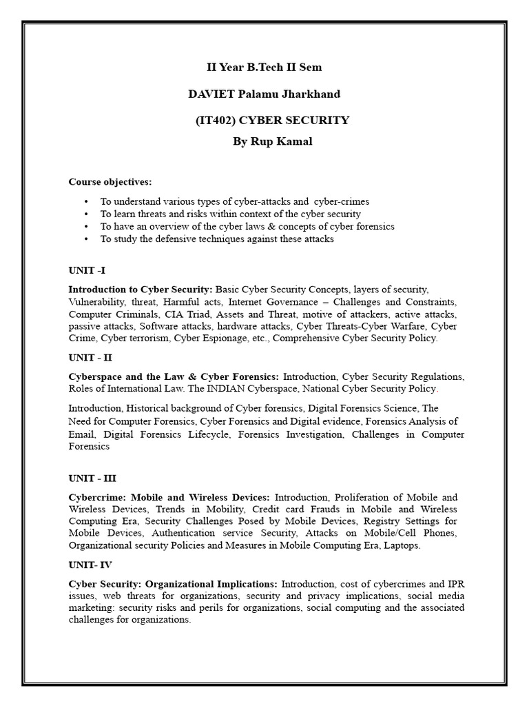Cyber Security Pdf Security Computer Security