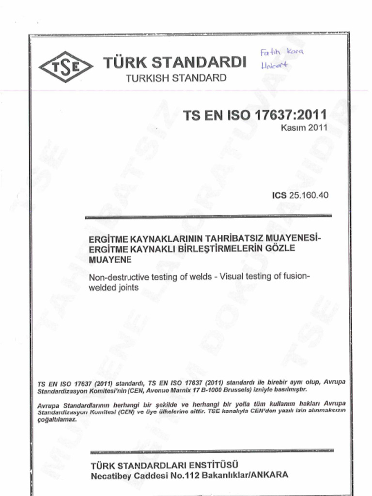 TS en Iso 17637-2011 | PDF