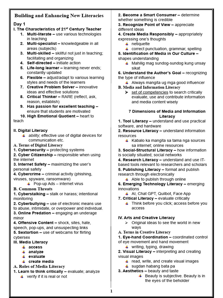 Building and Enhancing New Literacies Hand-Outs | PDF | Social Media ...