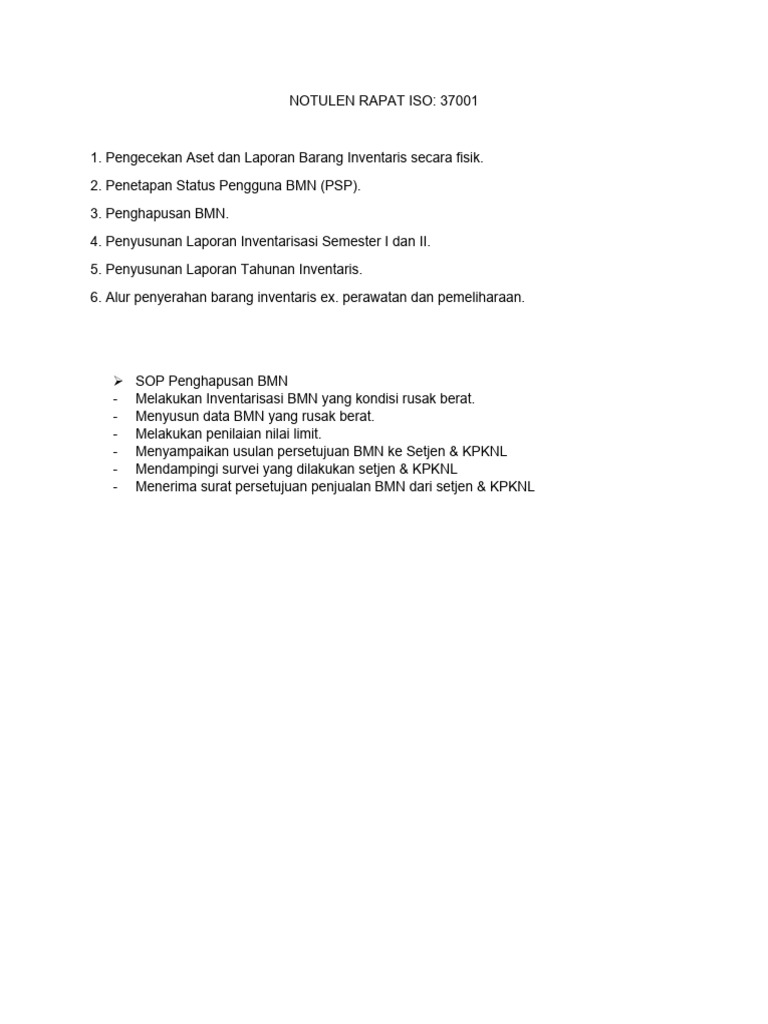 Notulen Rapat Iso | PDF | Teknologi & Rekayasa