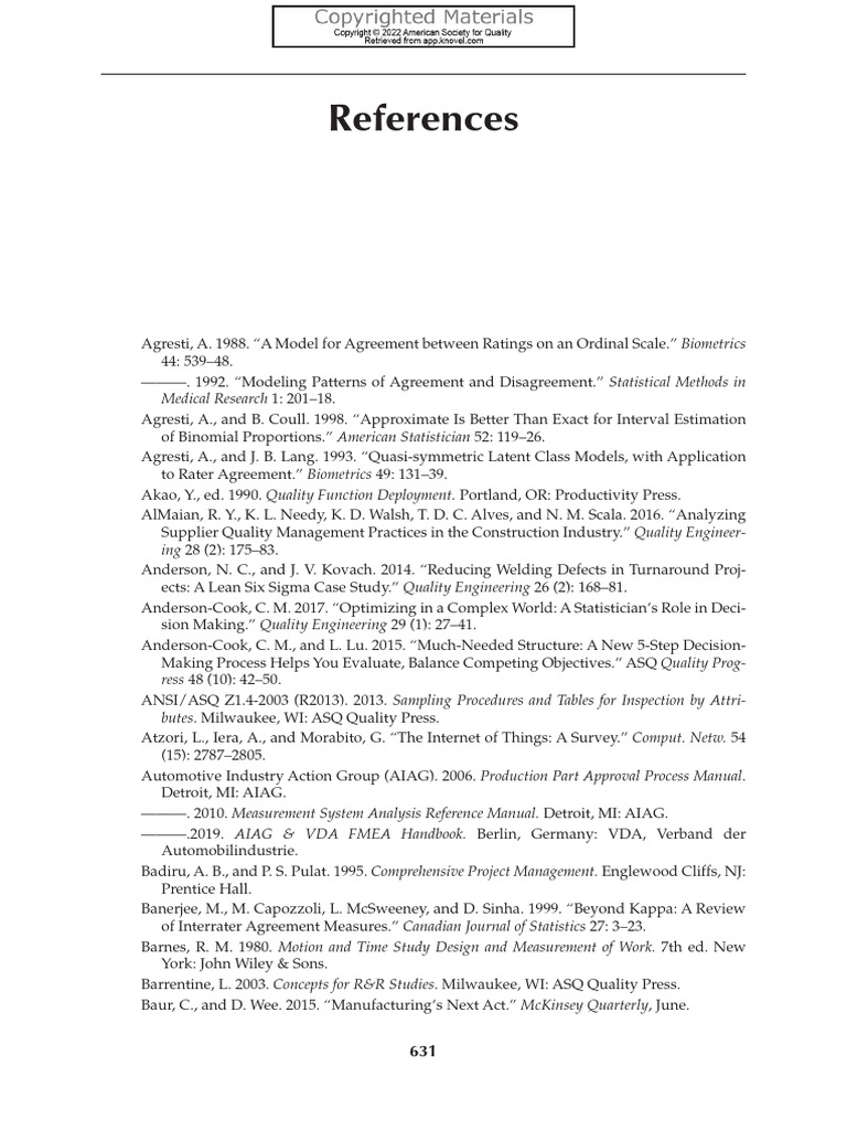 References | PDF | Statistics | Six Sigma
