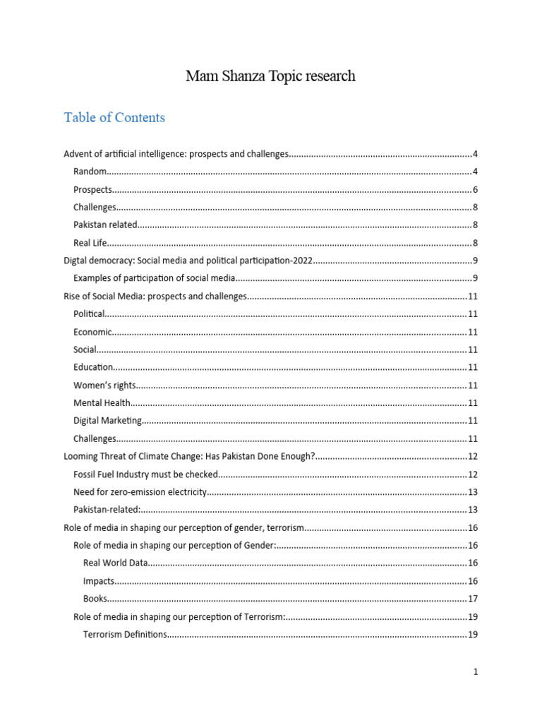 Mam Shanza Topic Research | PDF | Water Scarcity | Artificial Intelligence