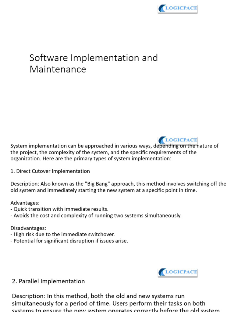 Implementation and Softivare Maintenance Notes | PDF | System | Risk