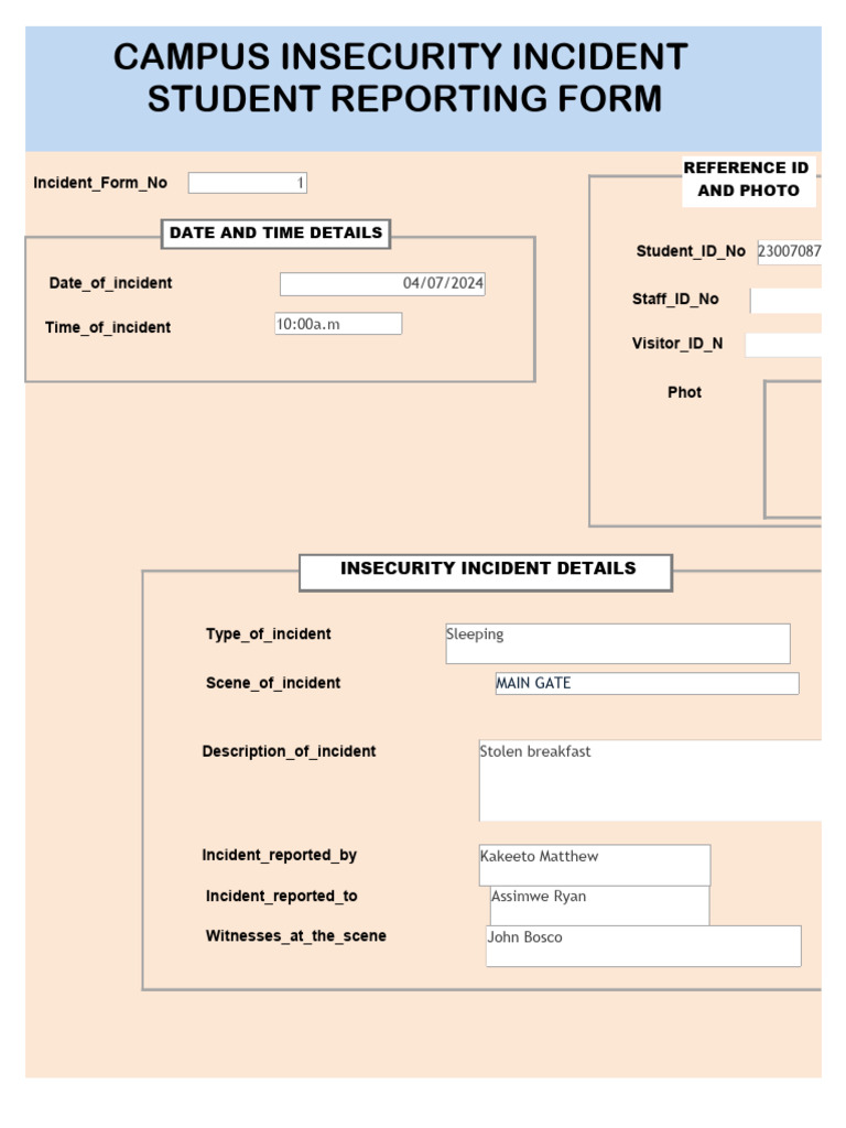 Sample Database Form | PDF