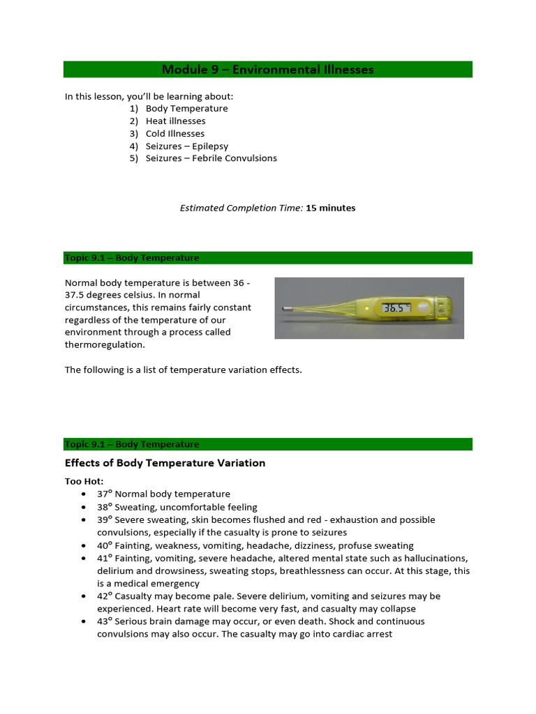 First Aid 9 | PDF | Hypothermia | Hyperthermia
