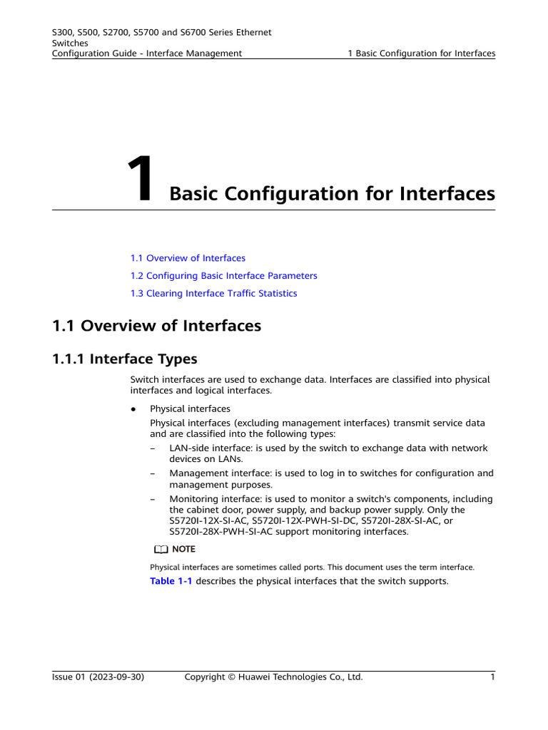 01-01 Basic Configuration for Interfaces | Download Free PDF | Network Switch | Bit Rate