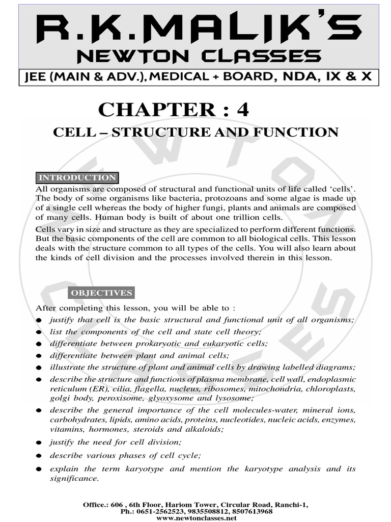 Class 12 Cell Bio | PDF
