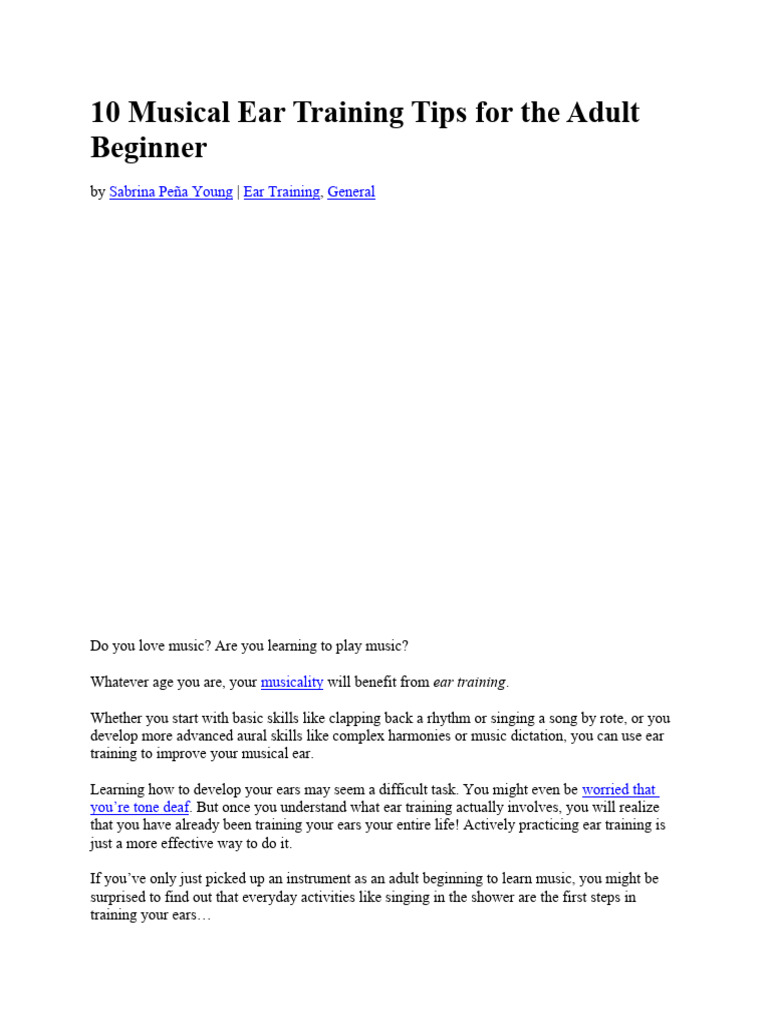 10 Musical Ear Training Tips For The Adult Beginner | PDF | Harmony ...