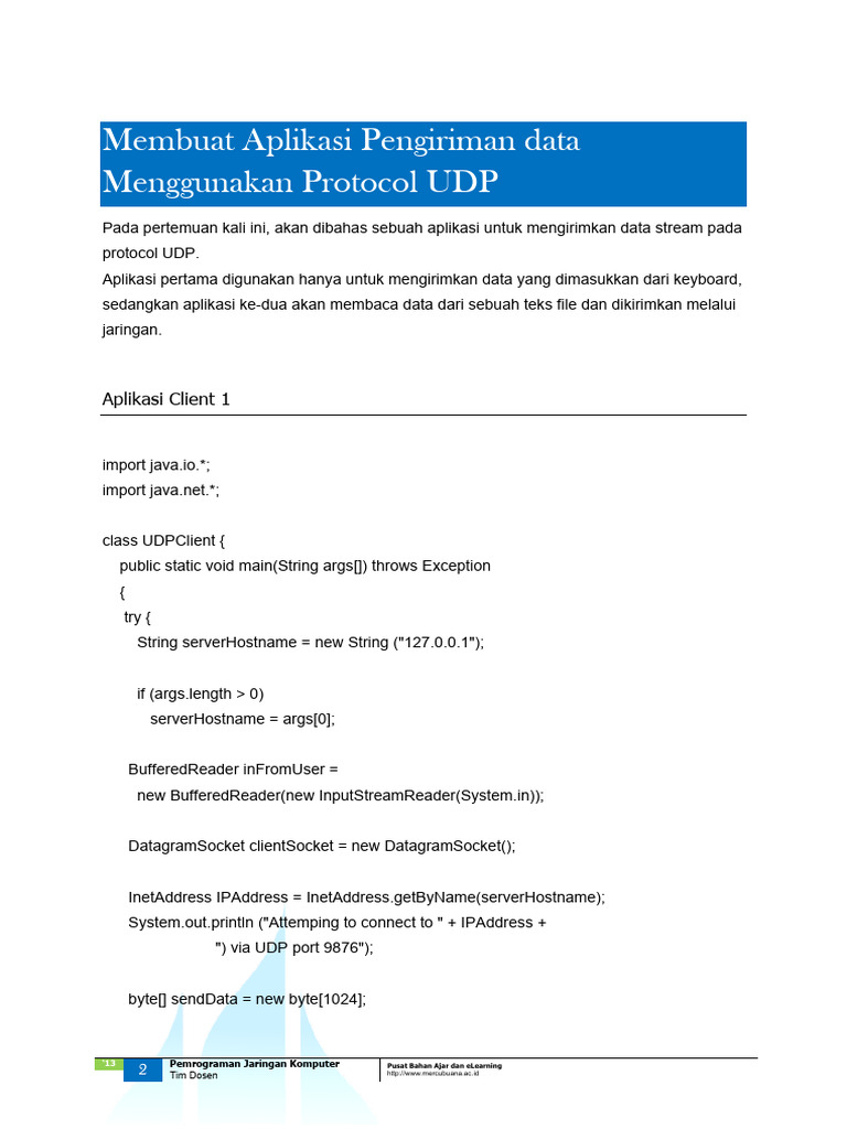 Modul 7 UDP Communication | PDF | Computer Standards | Computing