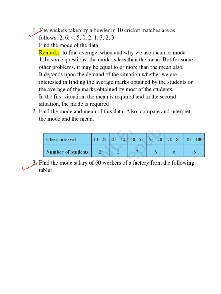 Mode and Mean in Statistics Explained | PDF