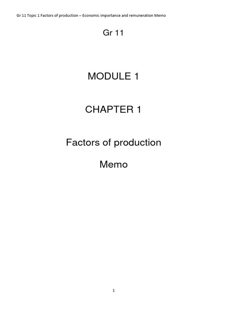 Factors of Production - Memo | PDF | Cost Of Living | Gross Domestic ...