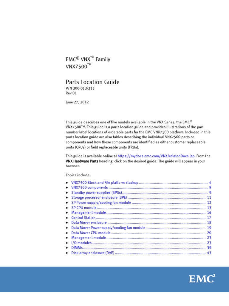 VNX7500 Parts Location Guide Vnx_series | PDF | Usb Flash Drive ...