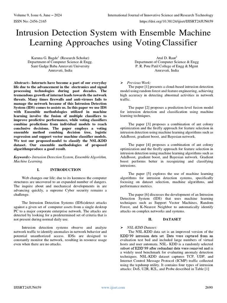 Intrusion Detection System With Ensemble Machine Learning Approaches Using Votingclassifier