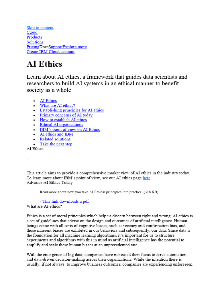 IBM AI Ethics From Web | PDF | Artificial Intelligence | Intelligence ...