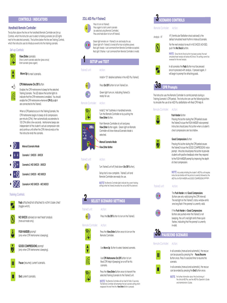 Zoll AED Plus Trainer 2 Defibrillator - Quick User Guide | PDF | Cardiopulmonary Resuscitation ...