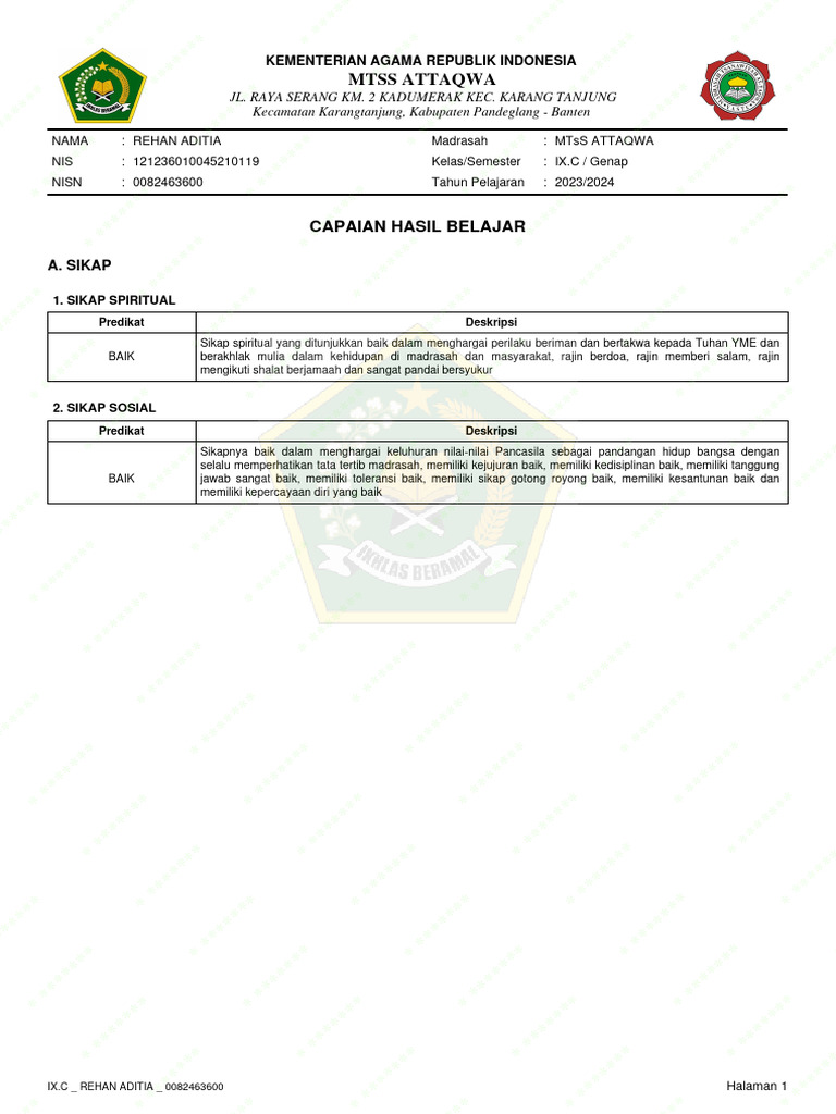 Rapor IX.C - REHAN ADITIA - 0082463600 | PDF