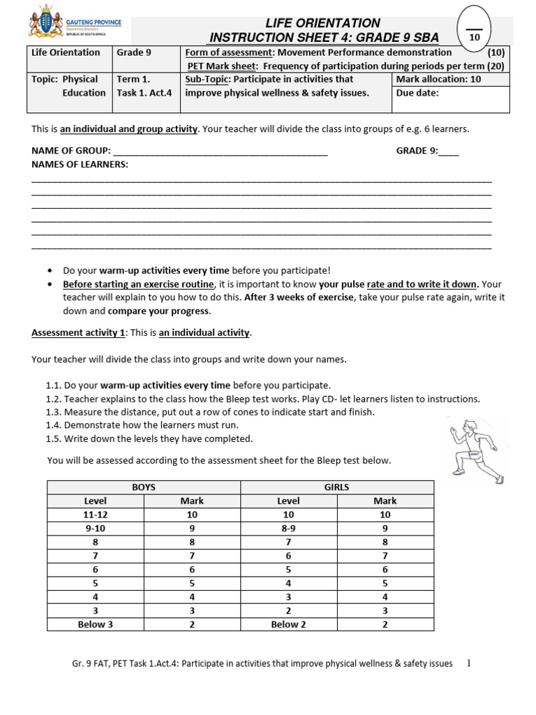 Grade 9 Physical Wellness Activities | PDF | Physical Fitness ...
