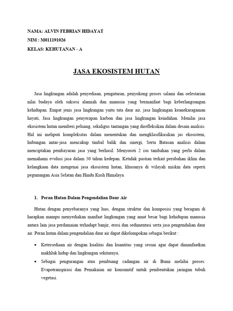 Alvin Febrian Hidayat - m011191026 - Jasa Ekosistem | PDF | Teknologi ...