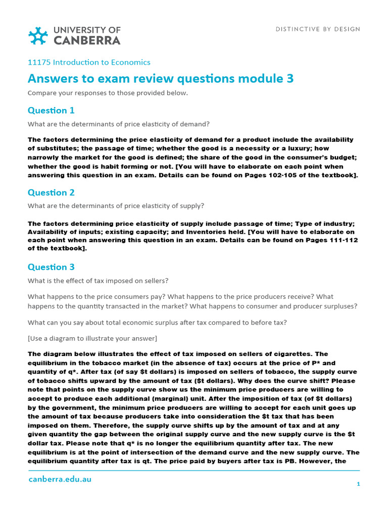 Economics Exam Review: Price Elasticity & Taxes | PDF | Economic ...