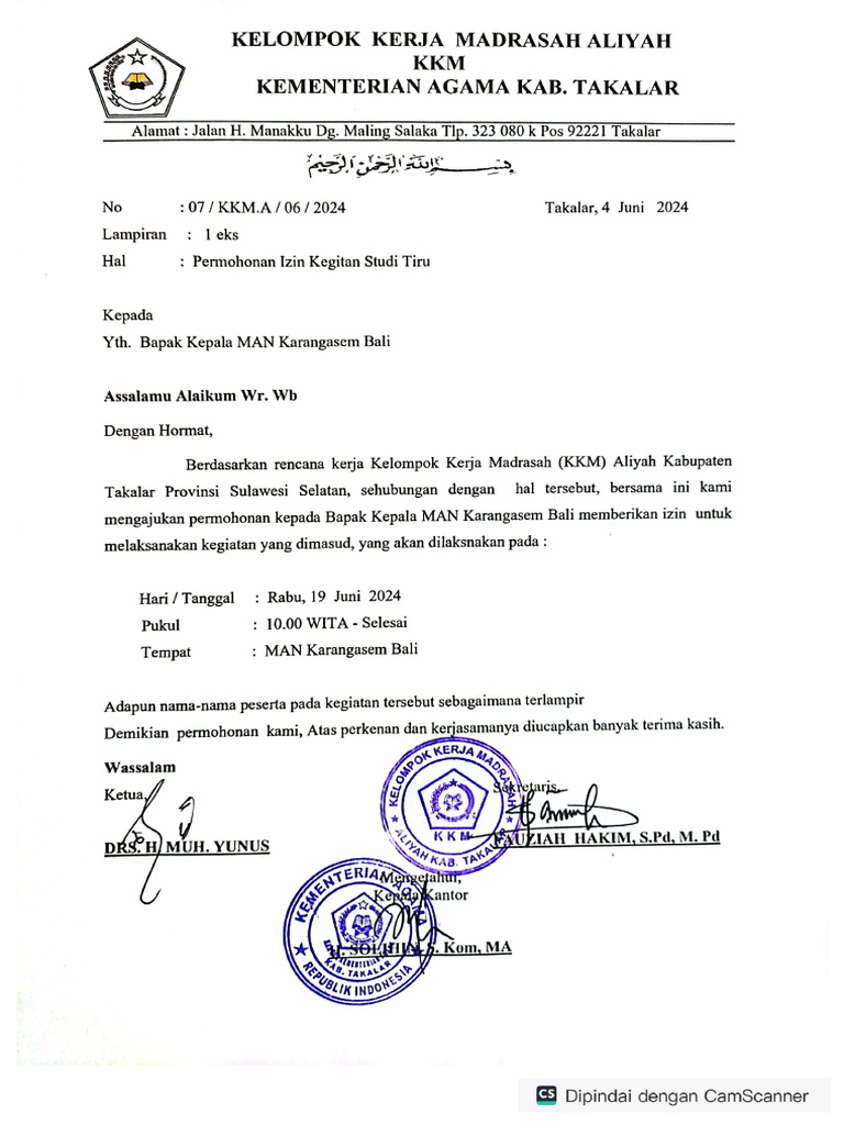 Surat KKM Aliyah Kab. Takalar | PDF