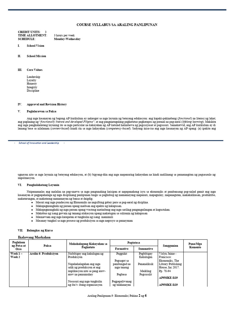 SYLLABUS GRADE 9 2nd Quarter2022-2023 | PDF