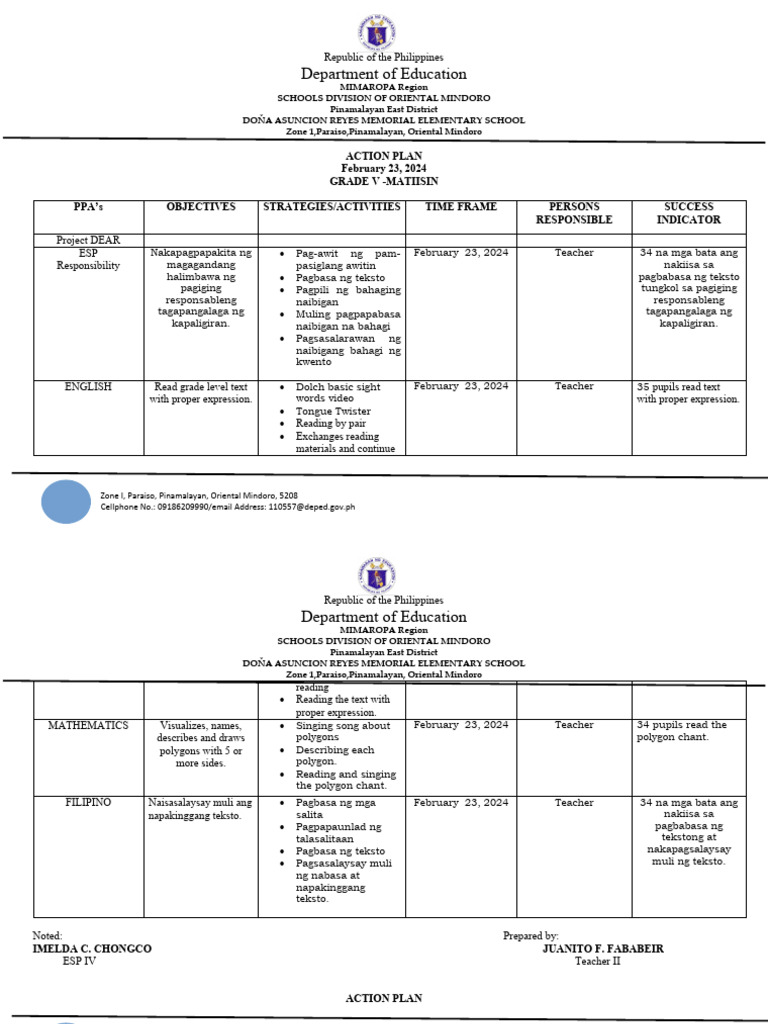 Catch Up Friday Action Plan | PDF