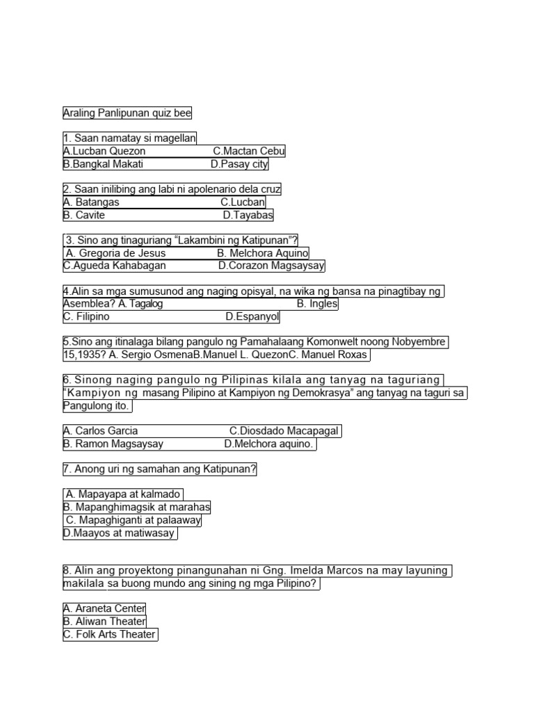 Questions in AP Quiz Bee | PDF