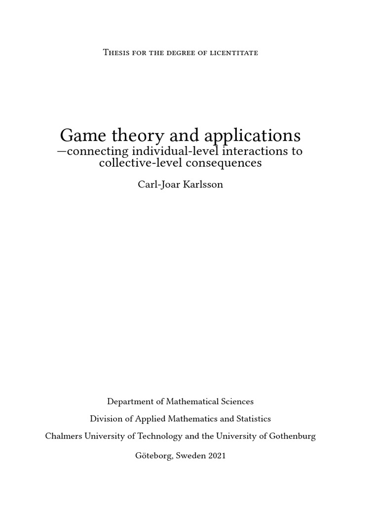 Game Theory And Applications Pdf Game Theory Mathematical And Quantitative Methods Economics