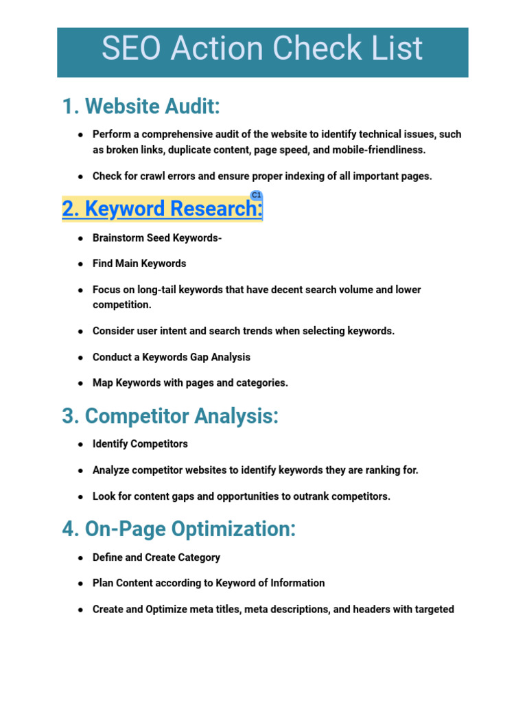 SEO Action Check List | PDF