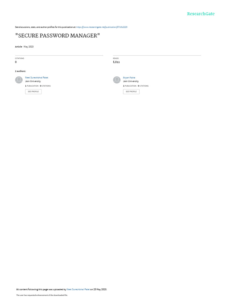 Project Report | PDF | Password | Security