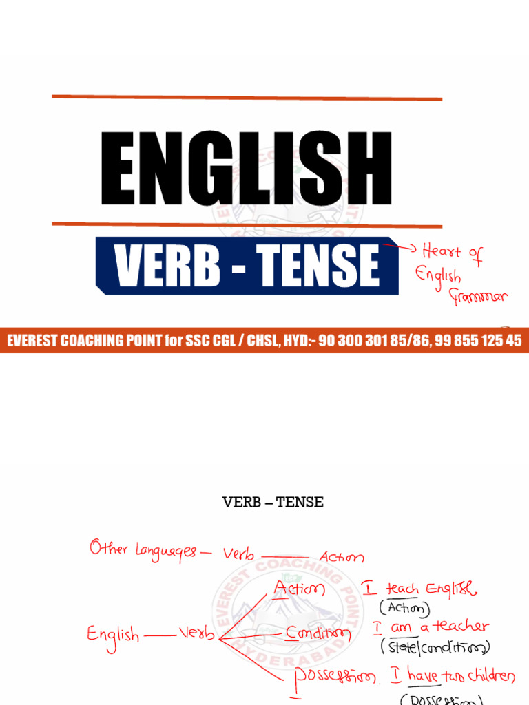 SSC CGL Verb Tenses Guide | PDF | Visual Cortex | Verb