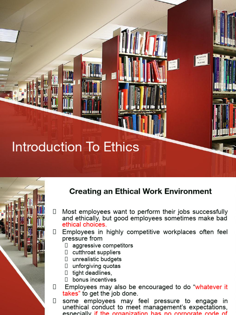 Creating An Ethical Work Environment - PPTX PE | PDF | Policy | Evaluation