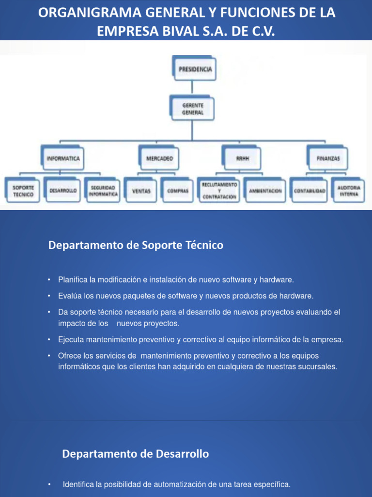 Organigrama General y Funciones de La Empresa Bival S.A. de C.V. | PDF ...