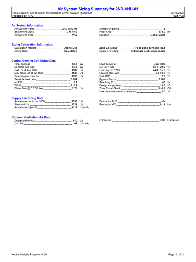 2ND-AHU-01 | PDF | Electromechanical Engineering | Sustainable Technologies