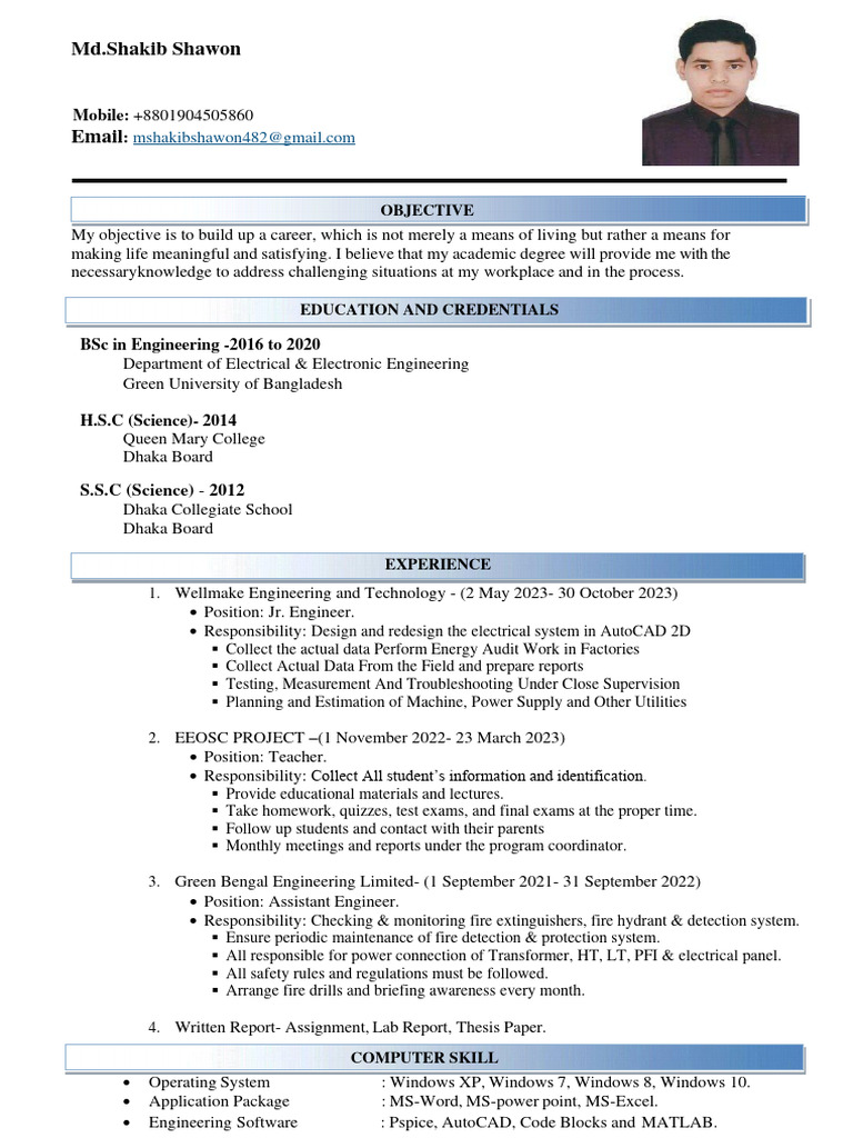 BSc. EEE - Md.Shakib Shawon | PDF