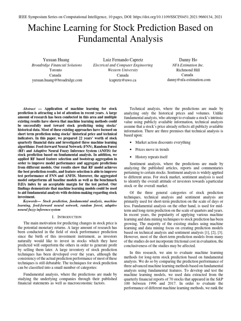Machine Learning For Stock Prediction On Fundamental Analysis | PDF ...