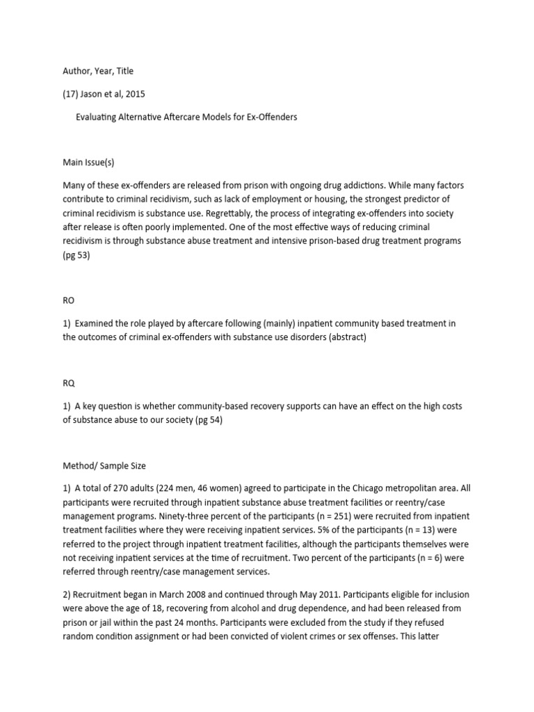 Research Matrix | PDF | Substance Abuse | Recidivism