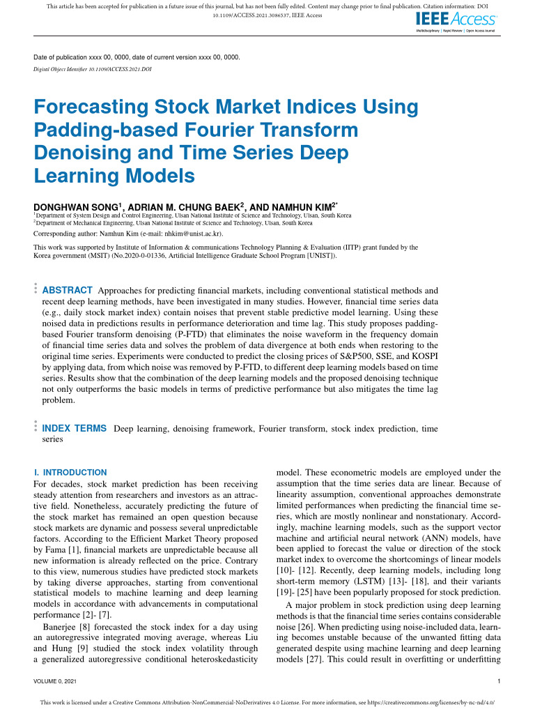 Forecasting Stock Market Indices Using Padding-Bas | PDF | Discrete Fourier Transform | Deep ...