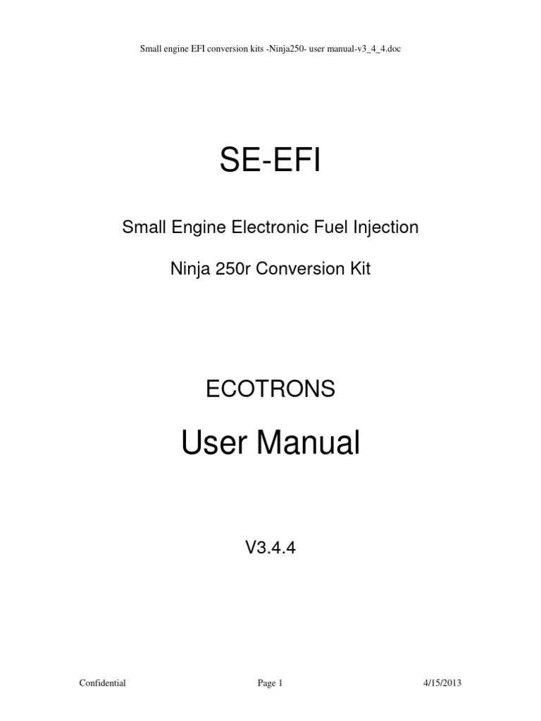 Small Engine EFI Conversion Kits - Ninja250 - User Manual | PDF ...