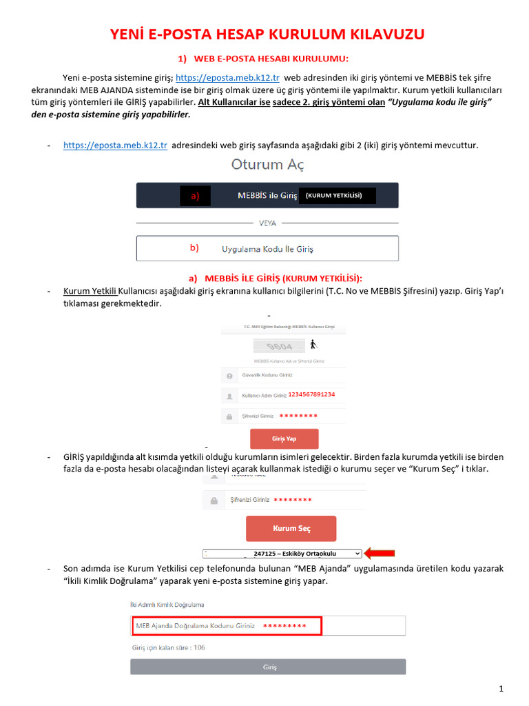 e Posta Kurulum | PDF