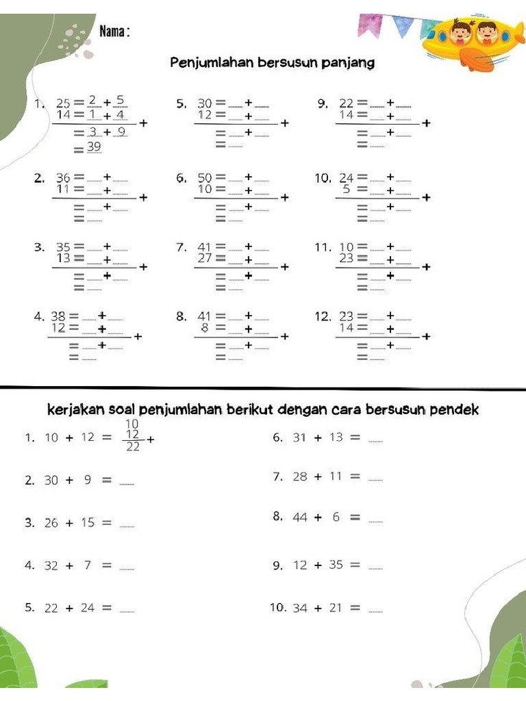 Penjumlahan susun panjang&pendek | PDF