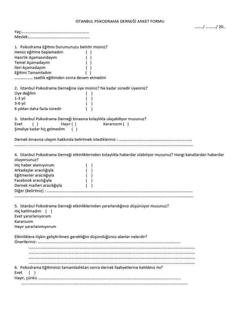 Anket Formu | PDF