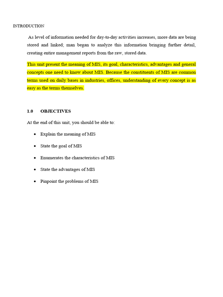 Introduction To MIS | PDF | Databases | Management Information System