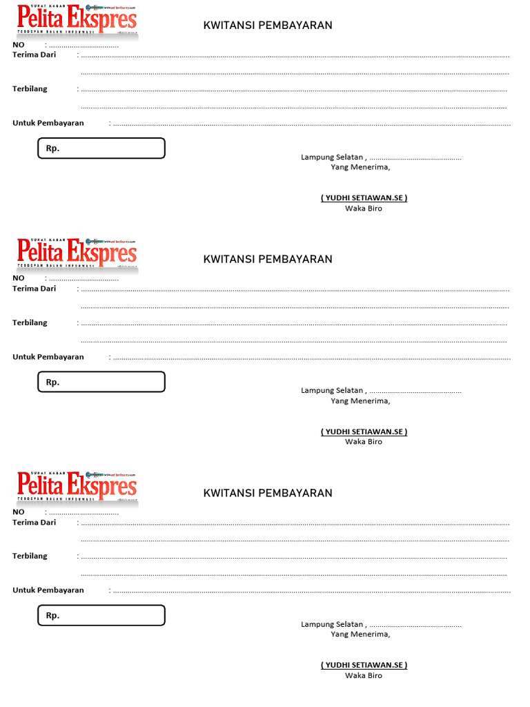 KWITANSI PEMBAYARAN Koran | PDF