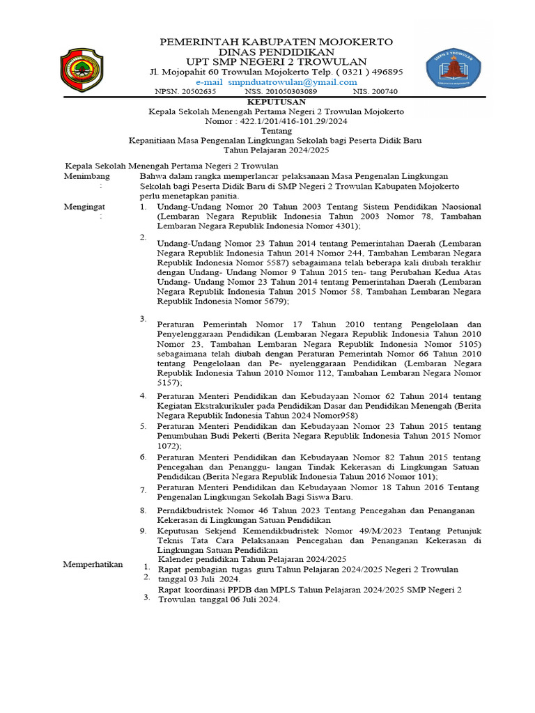 SK - PANITIA - MPLS - Kepanitiaan Masa Pengenalan Lingkungan Sekolah ...