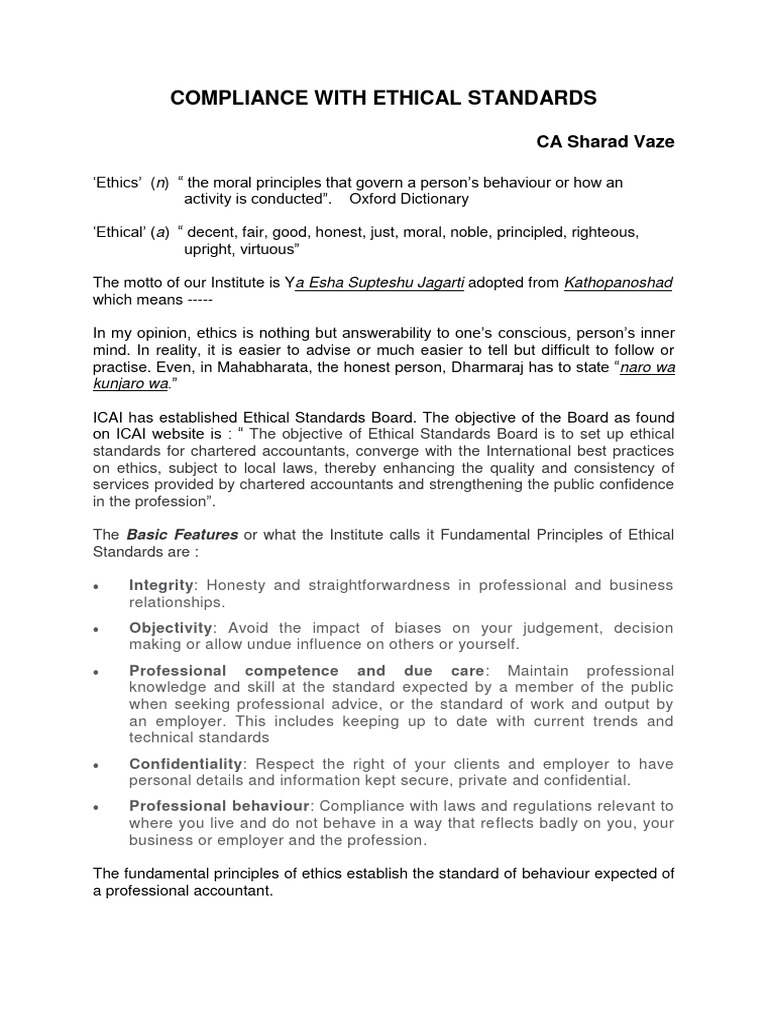 Ethical Standards for Chartered Accountants | PDF | Accountant | Justice