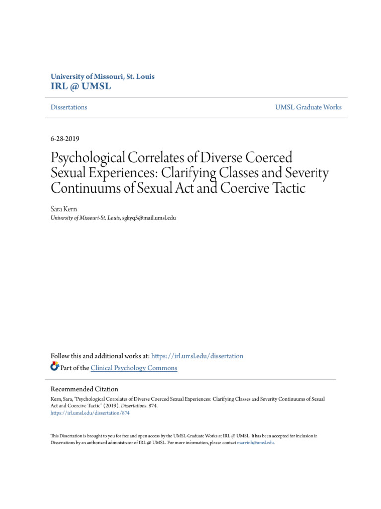 Psychological Correlates of Diverse Coerced Sexual Experiences - C ...