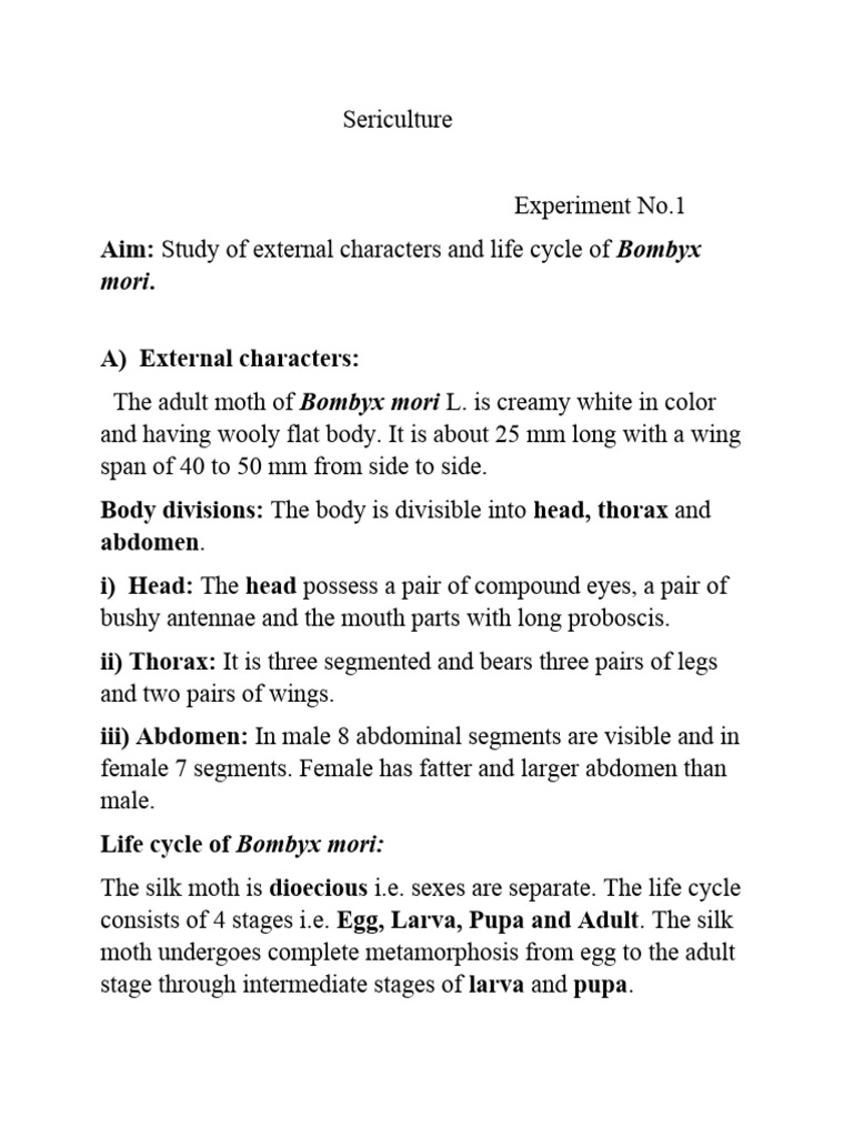 Sericulture Exp - No. 1 | PDF
