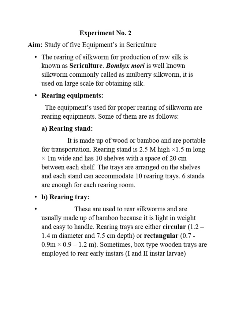 Sericulture Exp - No. 2 | PDF