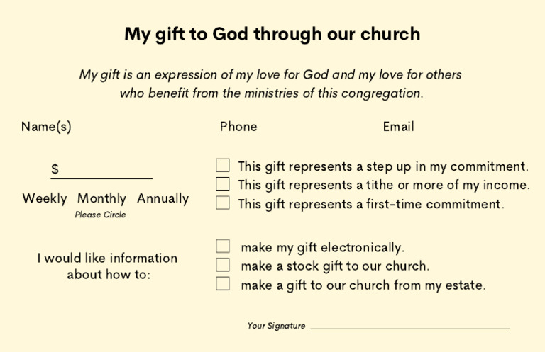 Commitment Card for Church Giving | PDF | Wellness | Religion ...